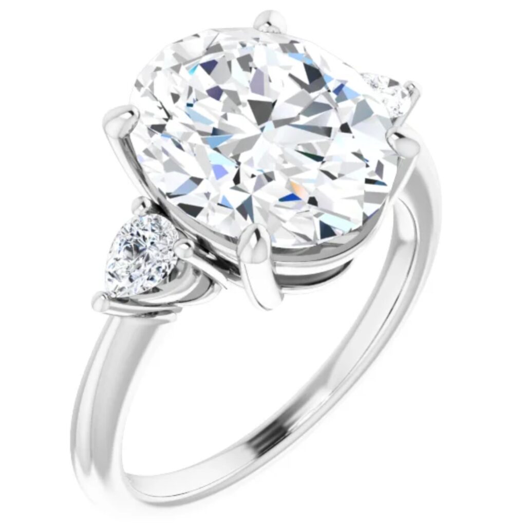 Oval Three Stone Lab Diamond Engagement Ring